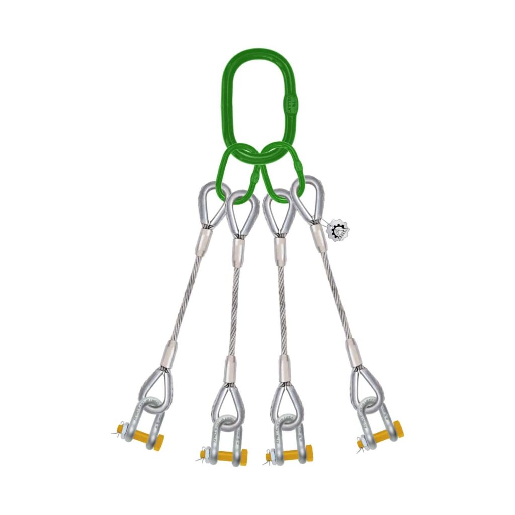 Four Leg Steel Wire Rope Bridle Sling With Bow-Shape Shackle Bolt Type ...