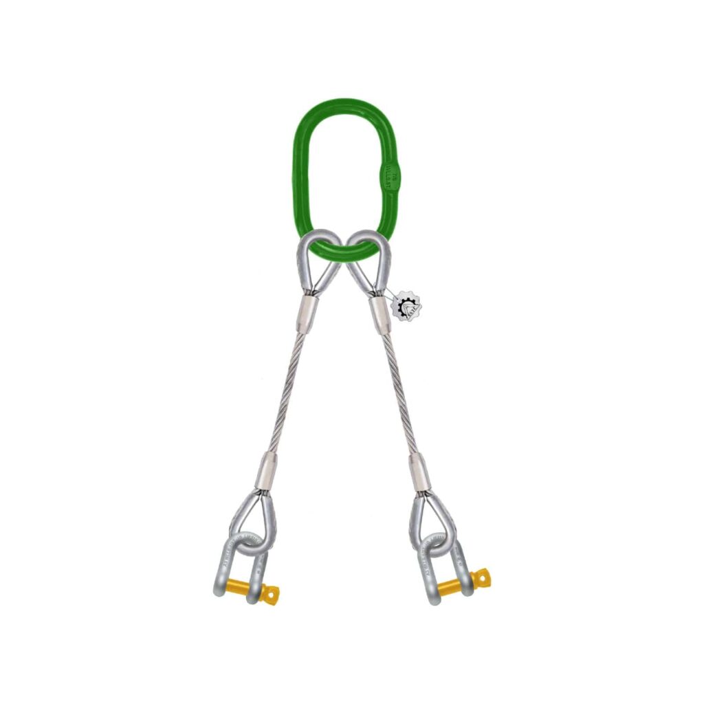 Two Leg Steel Wire Rope Bridle Sling With D-Shaped Shackle Screw Pin ...